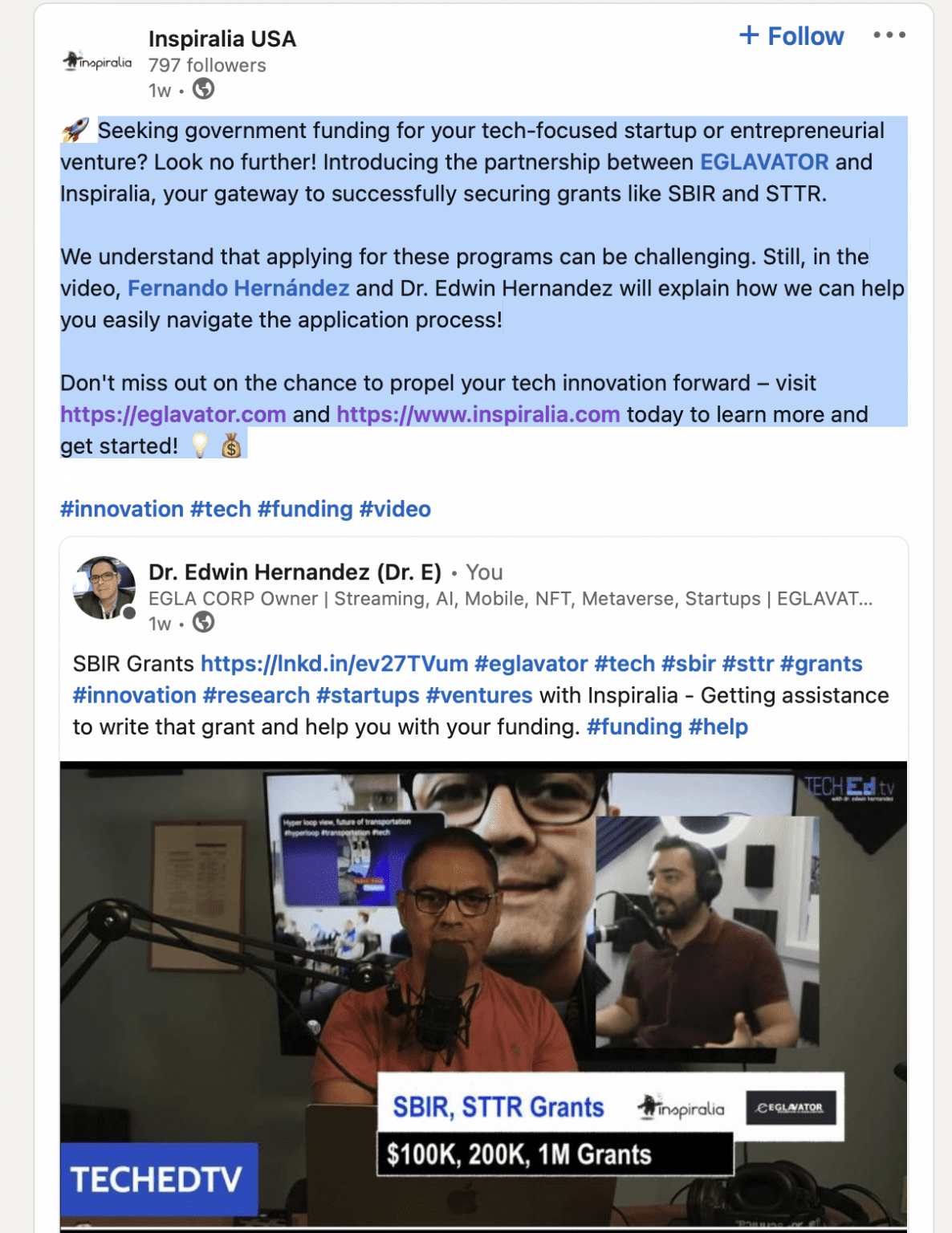 Inspiralia and EGLA Partnership | Edwin Hernandez, PhD